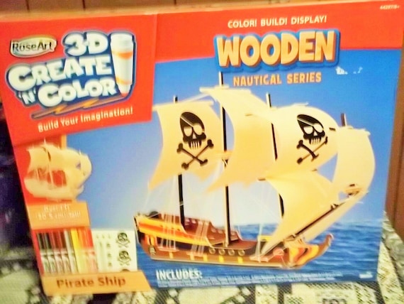 3D Create and Color Pirate Ship Model Kit Complete MIB - Etsy
