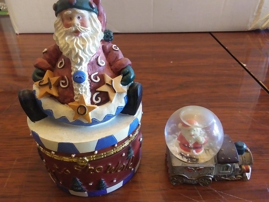 Christmas Santa Claus Hinged Trinket Box and Snow Globe - Etsy