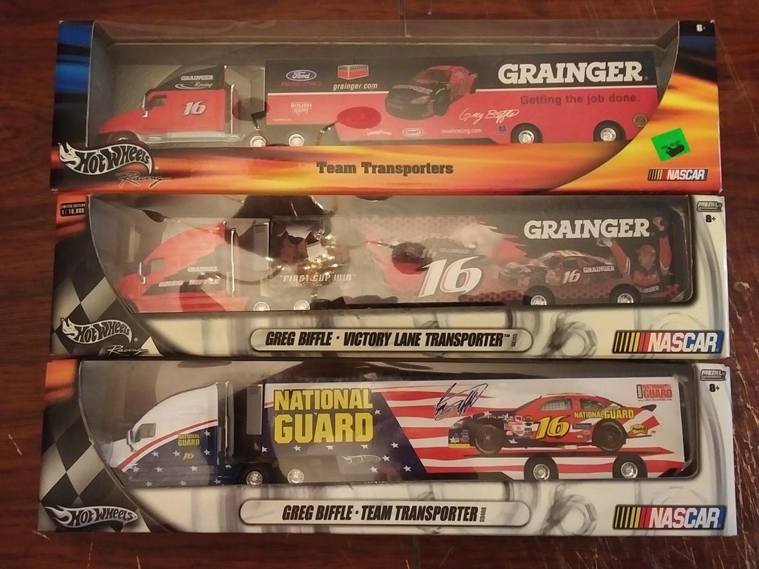 3 NASCAR Team Transporter Semi-trucks - Greg Biffle, Grainger, National ...