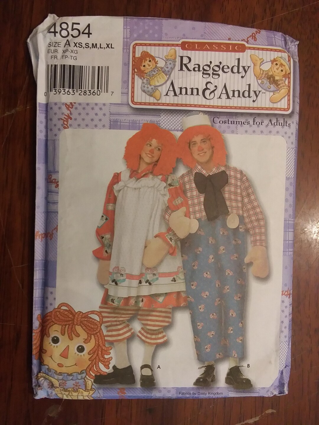 Simplicity Sewing Pattern Kit 4854 - Raggedy Ann & Andy Size XS-S-M-L ...