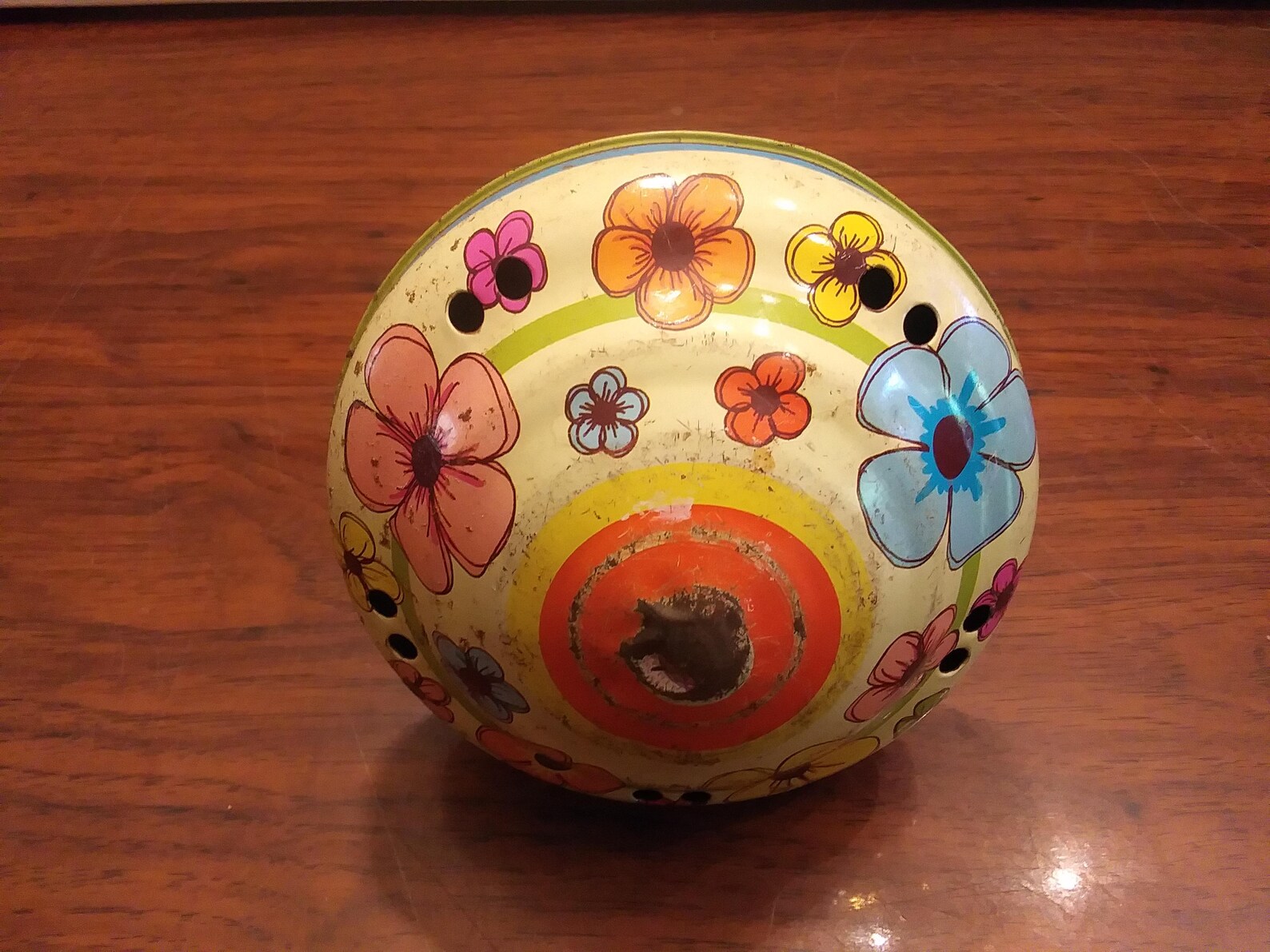 Vintage 1950s Push-spin Tin Litho Top by Ohio Art - Spring Flowers - Etsy
