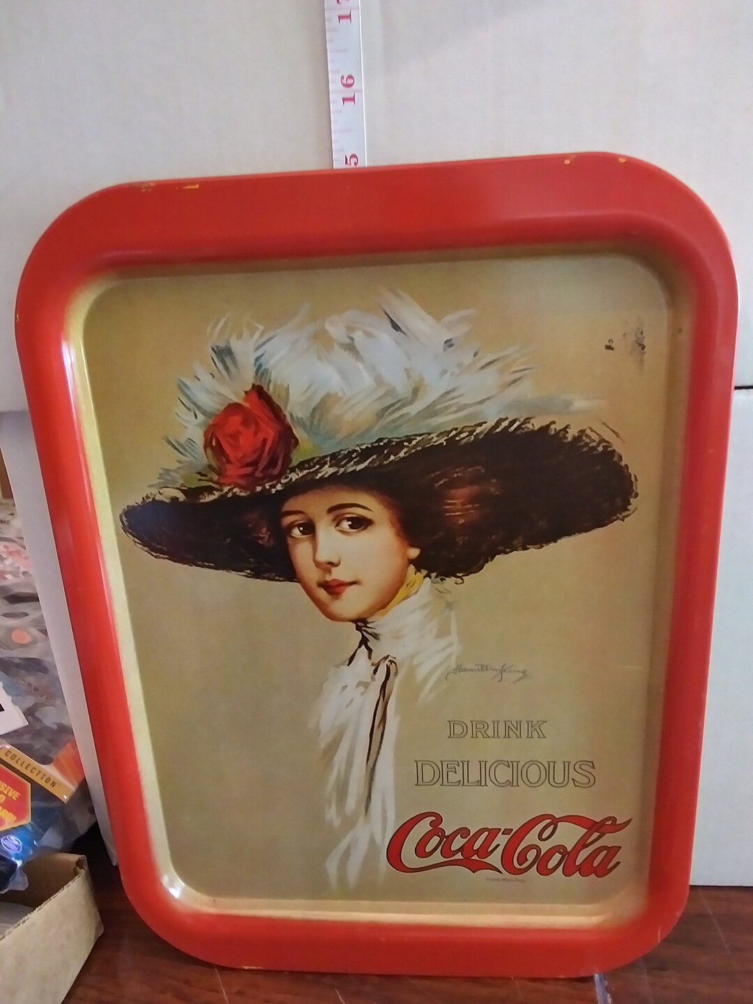 A "drink Delicious Coca-cola" Rectangular Advertising Serving Metal ...