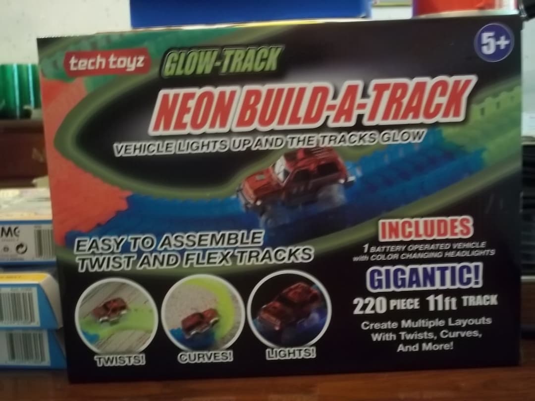 Glow-track Neon Build-a-track With Light up Vehicle and Glowing Track ...