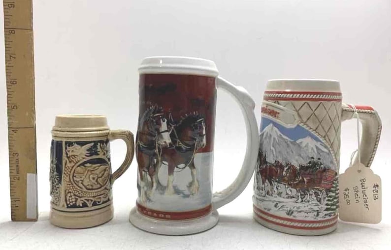 Vintage 1985 & 25th Anniv. Budweiser Beer Steins With - Etsy