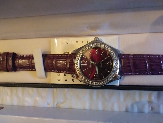 Genevex Quartz Ladies Watch, Purple Genuine Leather W… - Gem