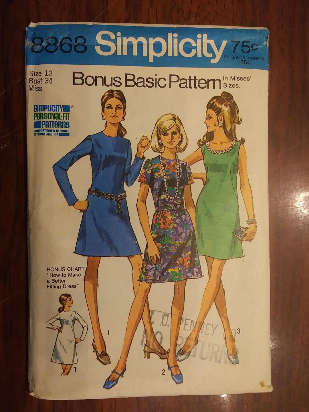Simplicity Sewing Pattern Kit 8868 - Misses Basic Bonus Dress Size 12 ...