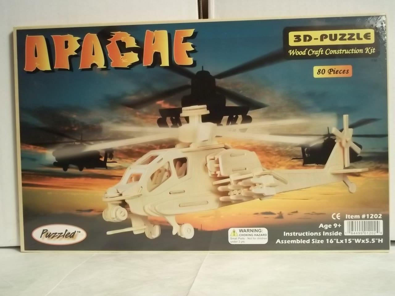 Apache Helicopter Large Wooden 3 Dimensional Puzzle, Model Kit. MIP ...