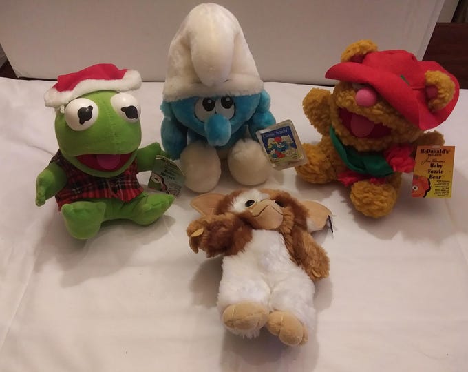 Vintage 1980s Smurfs, Muppet Babies & Gremlins' Gizmo Plush Stuffed ...