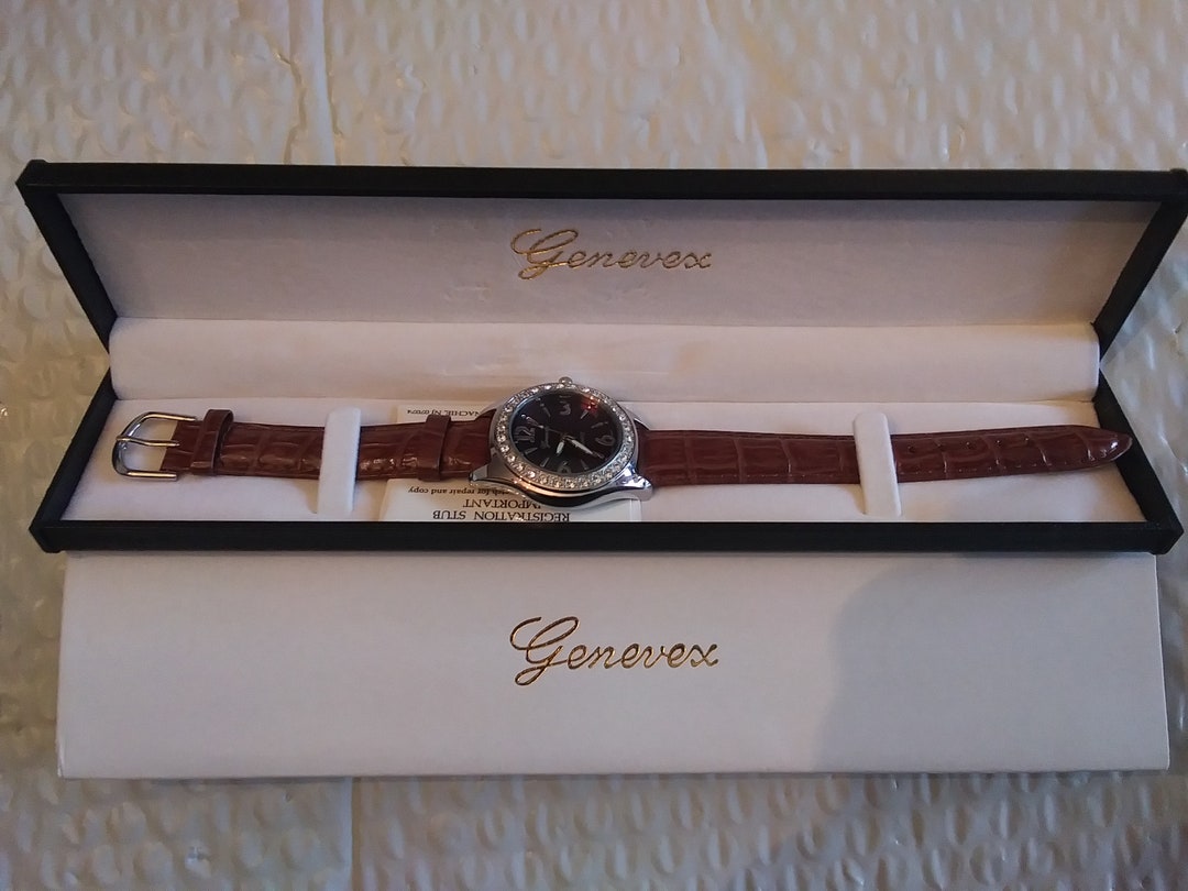Genevex Quartz Ladies Watch, Orange/brown Genuine Leather With Original ...