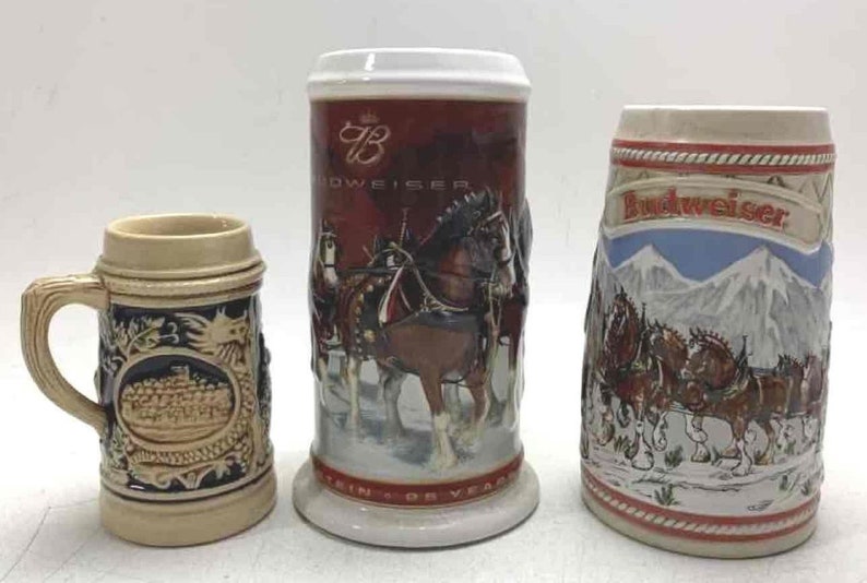 Vintage 1985 & 25th Anniv. Budweiser Beer Steins With - Etsy