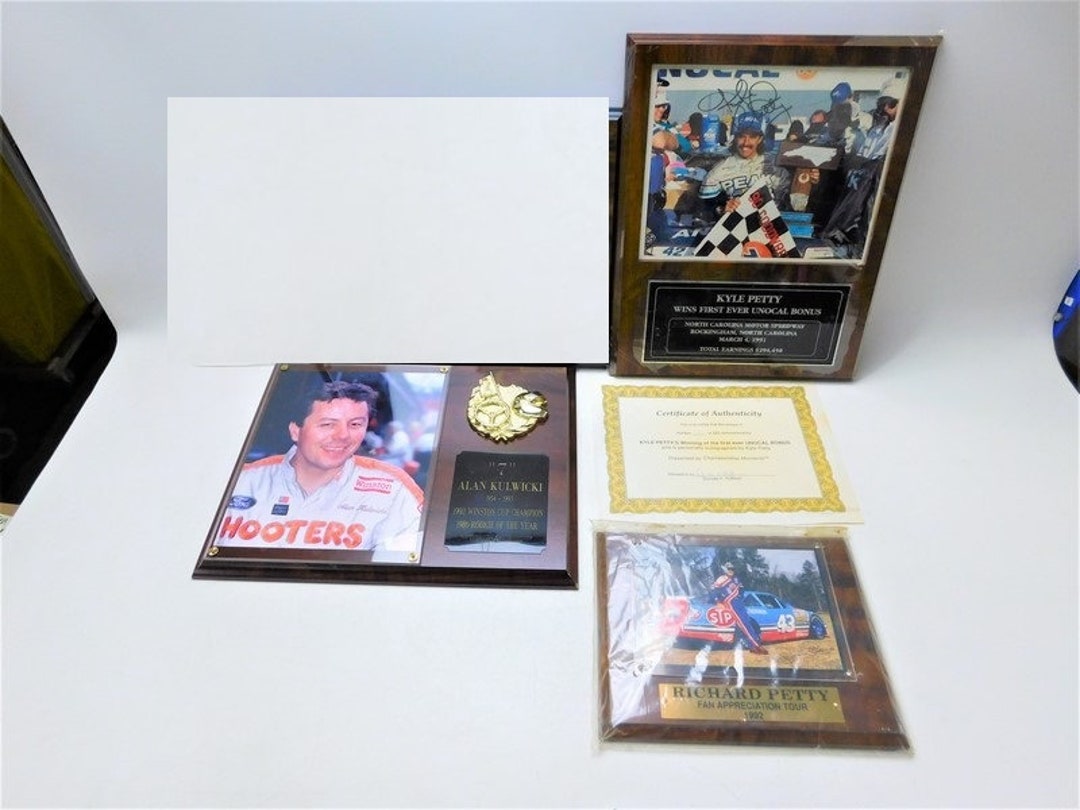 3 NASCAR Sports Plaques - Richard Petty, Alan Kulwicki & Kyle Petty ...