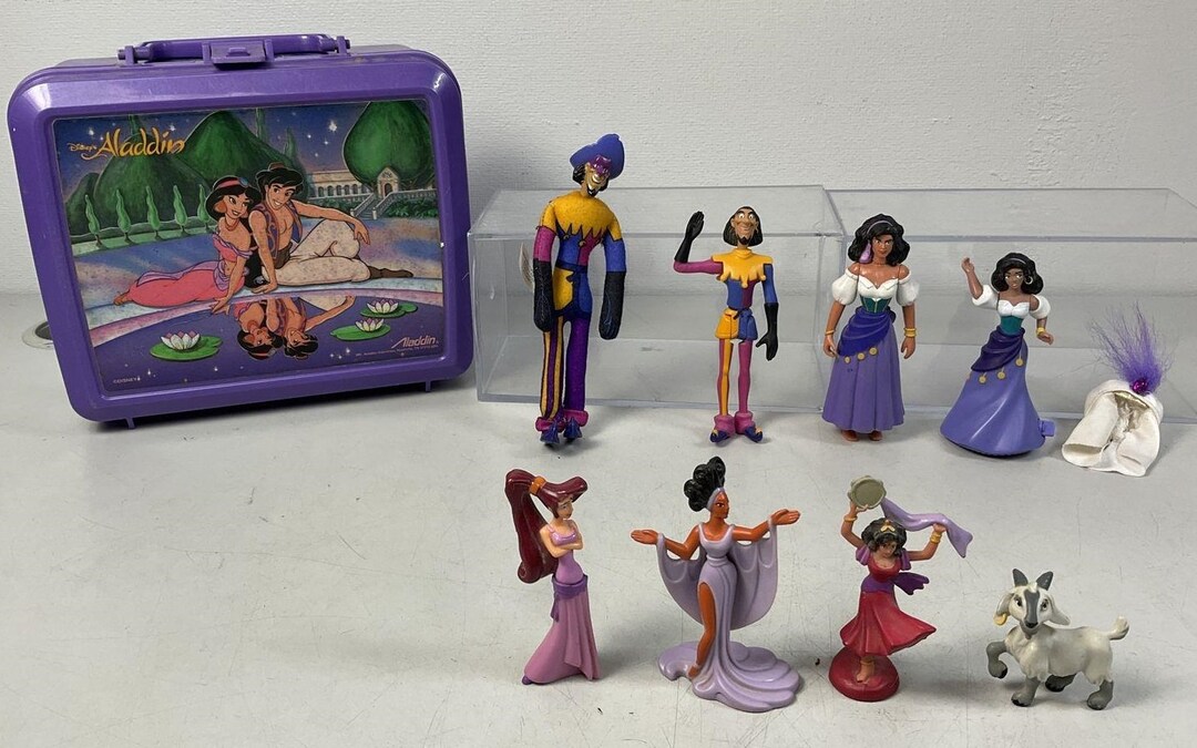 Vintage Aladdin Plastic Lunchbox & Disney Hunchback, Hercules Toys Lot ...