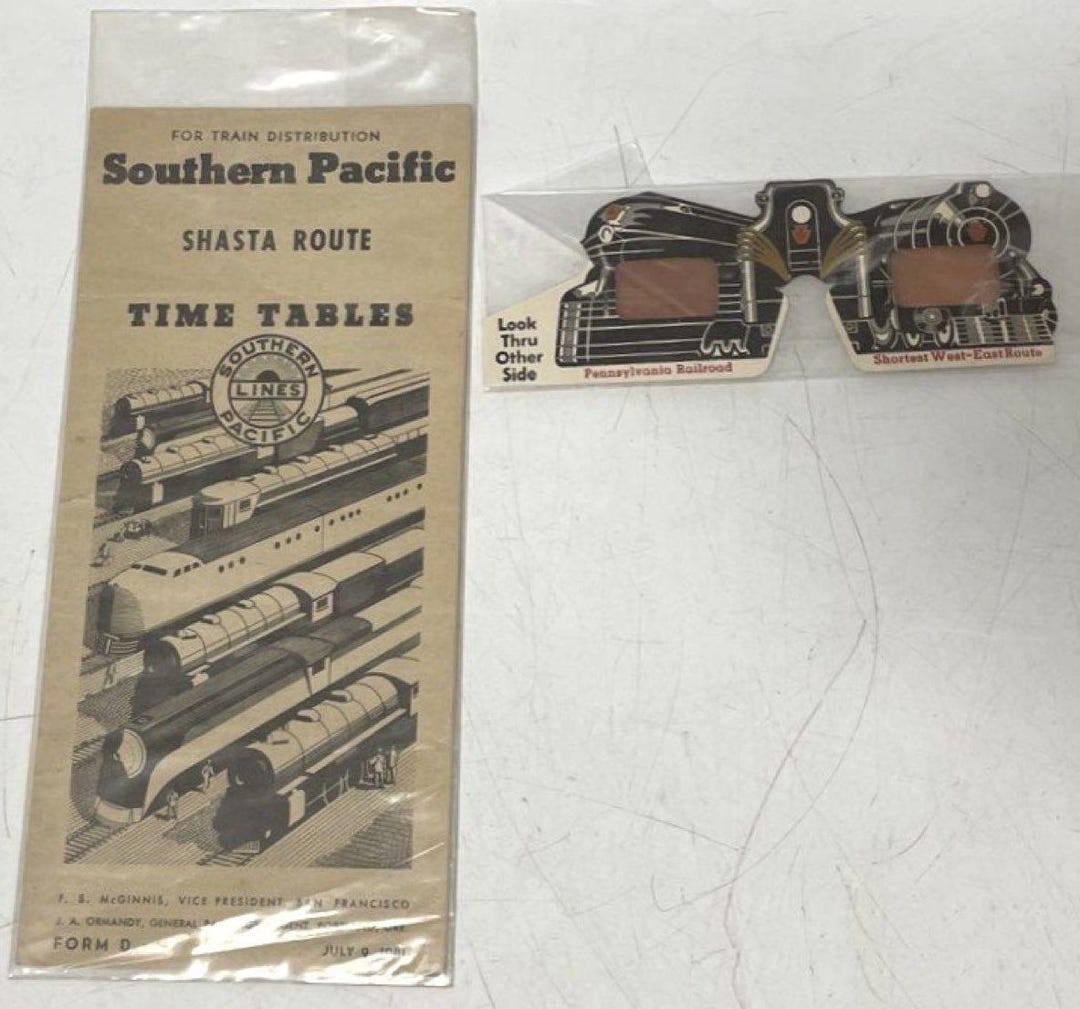 Vintage Pennsylvania Railroad Train Paper Glasses & WWII Era Southern ...