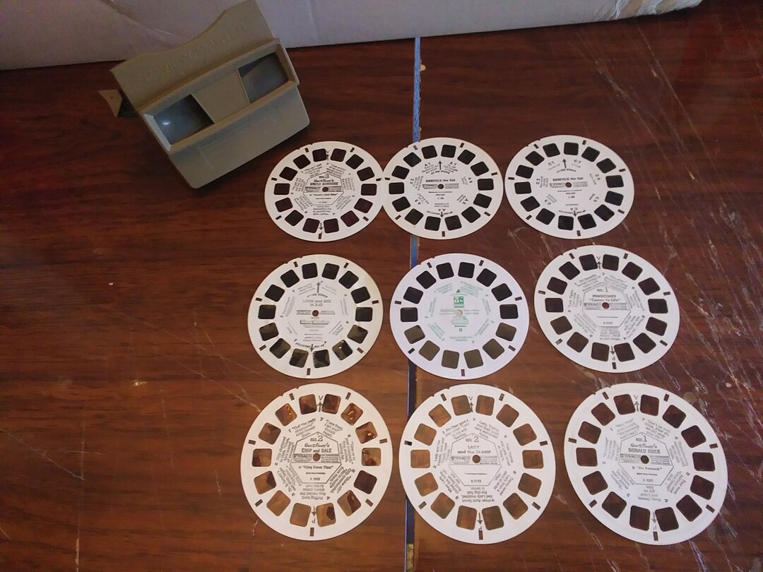 GAF View-master, 9 Reels - Disney 3D, Garfield, Pinocchio, Chip N Dale ...