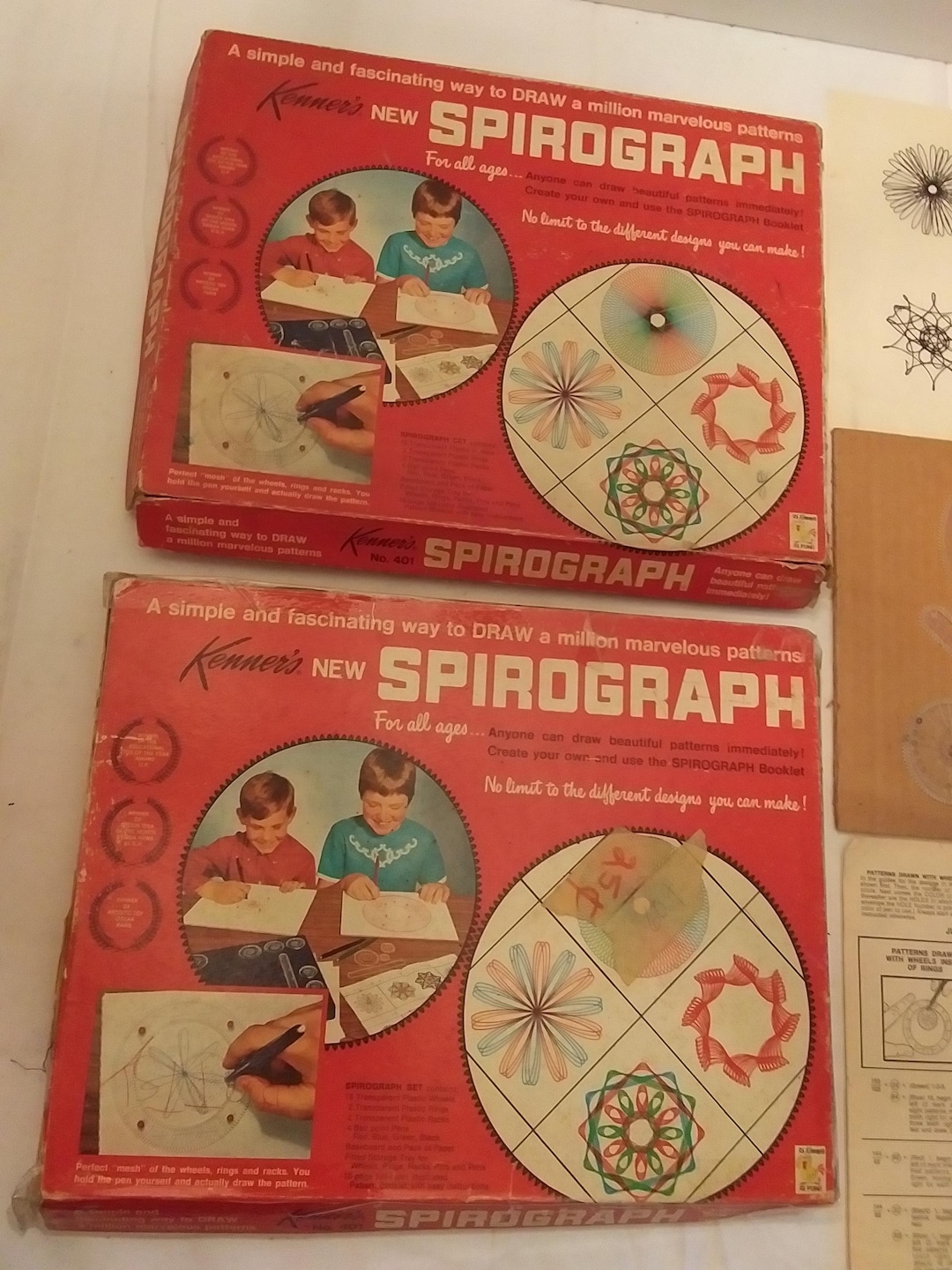 2 Vintage 1970s Spirograph Graphic Art Sets Plus Extras by Kenner, IOB ...