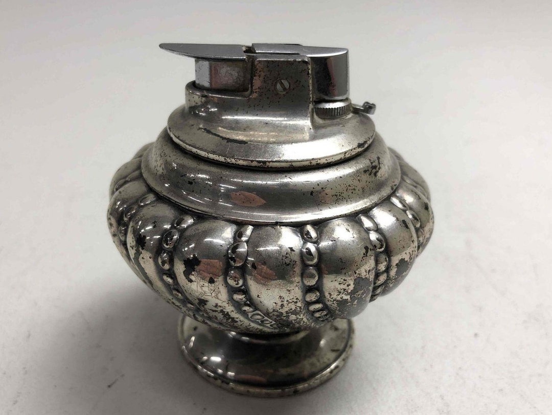Vintage Round Ronson Crown Table Top Lighter - Silver Plate - Art Deco ...