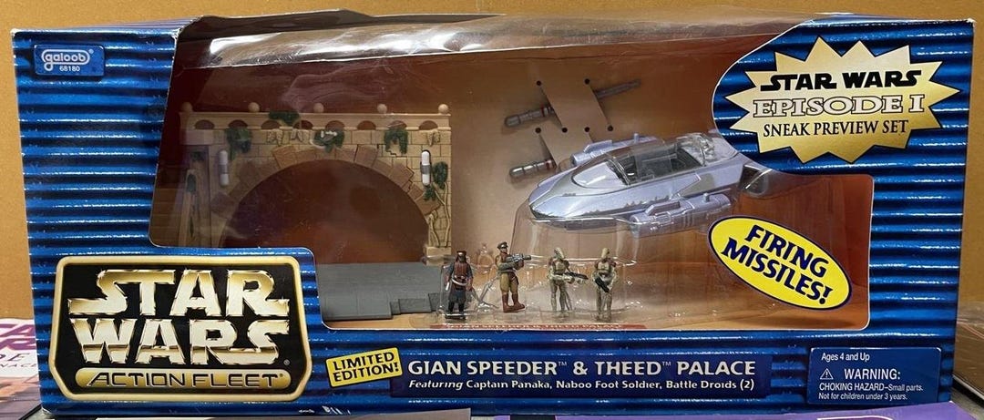 Star Wars Action Fleet by Galoob - EP1 Gian Speeder & Theed Racer Set ...