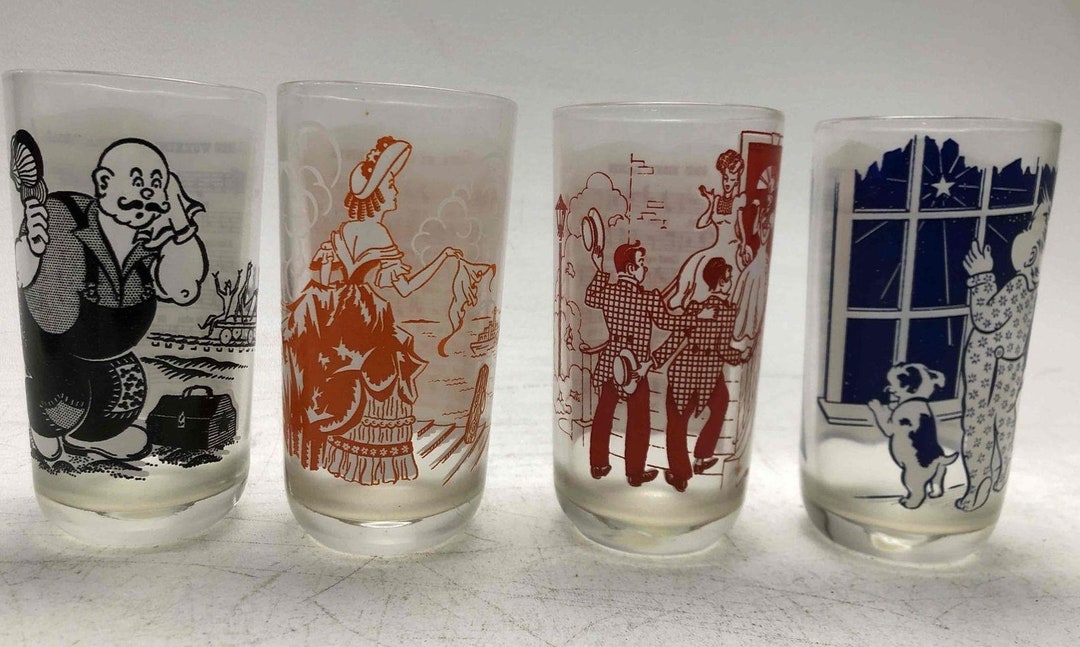 4 1960s Music Glass Tumblers - Wukkin' on the Railroad, Twinkle Little ...