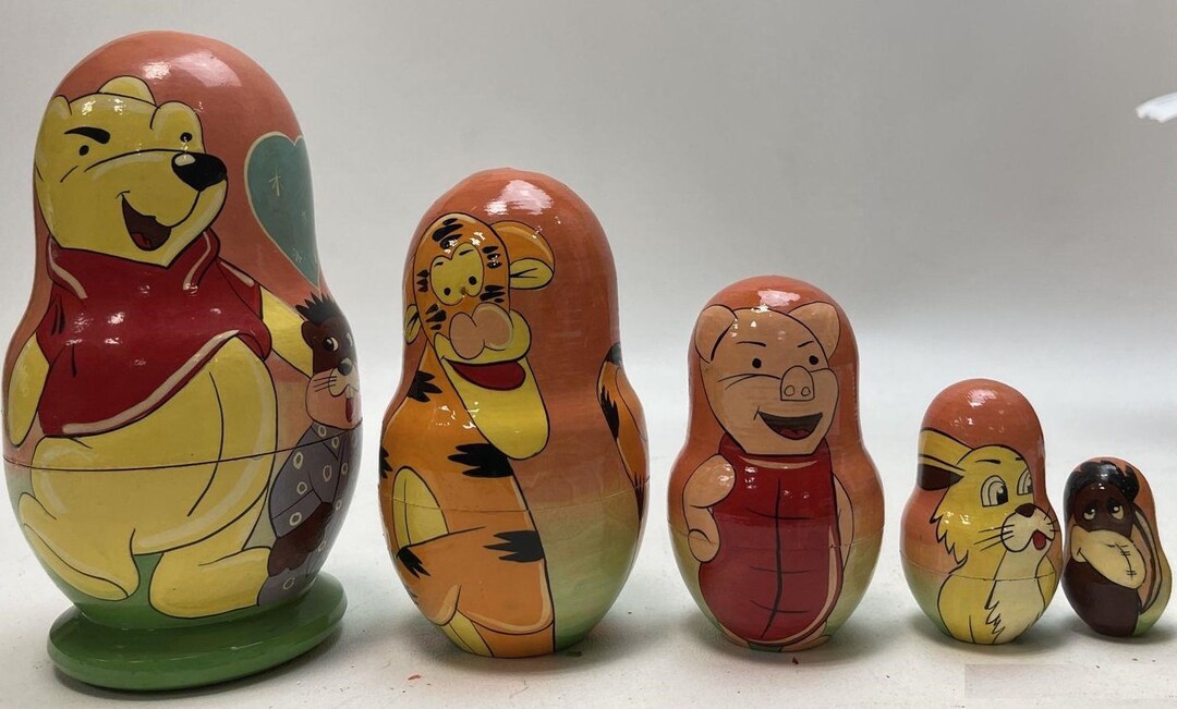 Vintage Disney Winnie the Pooh Wood Russian Nesting Dolls W/piglet ...