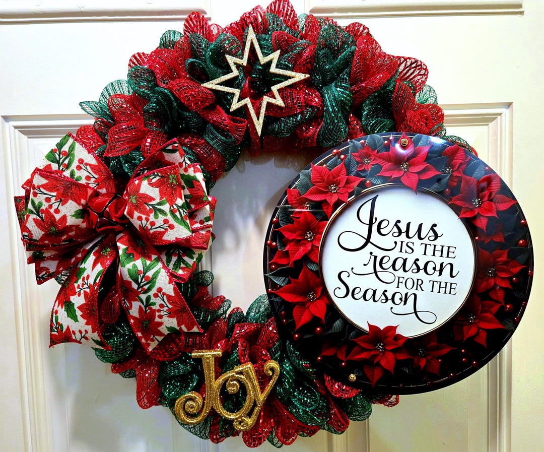 Religious Christmas Wreath, Jesus Wreath, Joy Wreath (17") - Etsy
