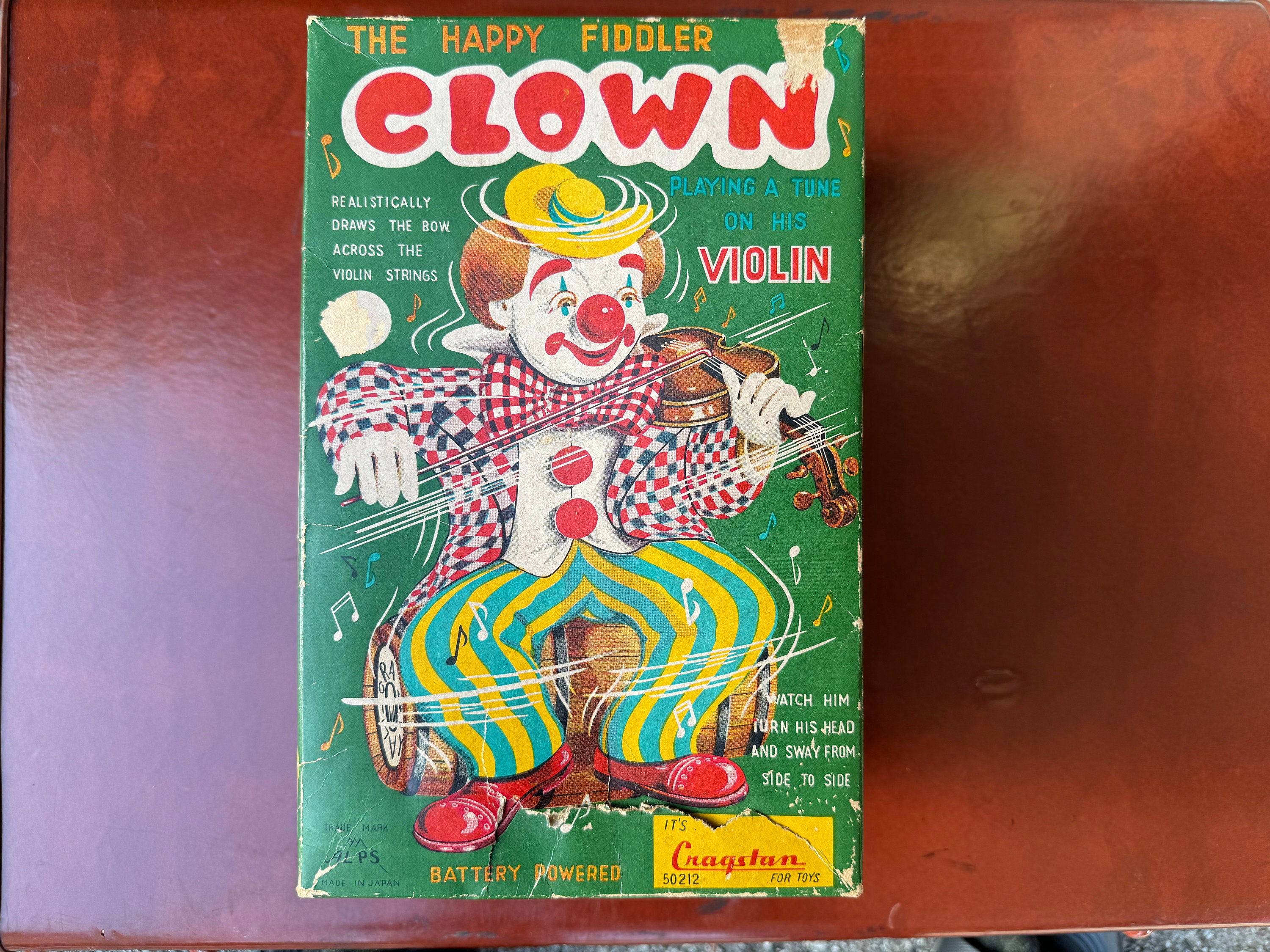 950's the Happy Fiddler Clown Tin Litho Circus Carnival Coney Island ...