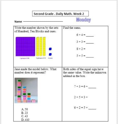 Math's Grade-2 Multiplication Work Sheet - Etsy