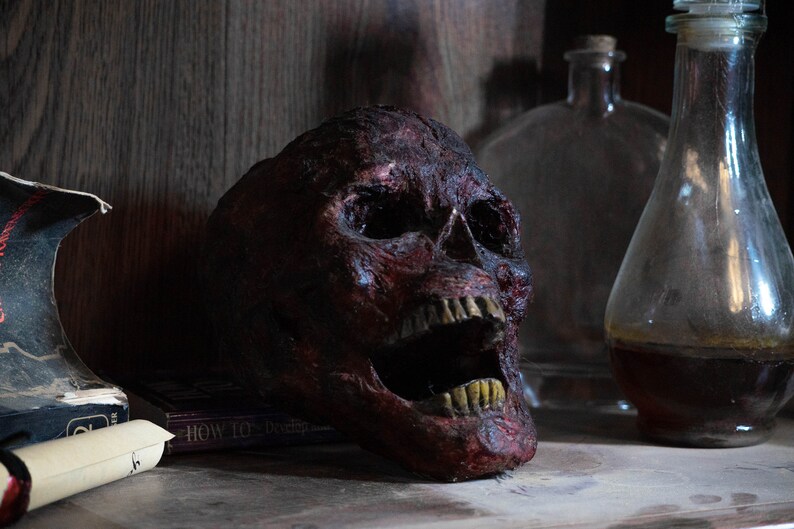 Charred Human Skull Spooky Macabre Head Vinyl and - Etsy