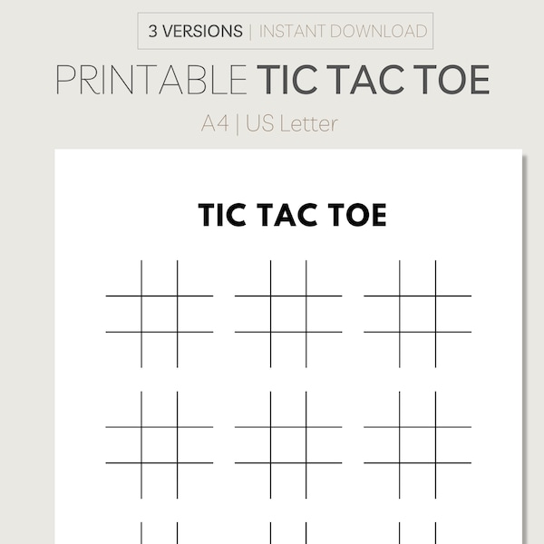 Printable Tic Tac Toe - Etsy