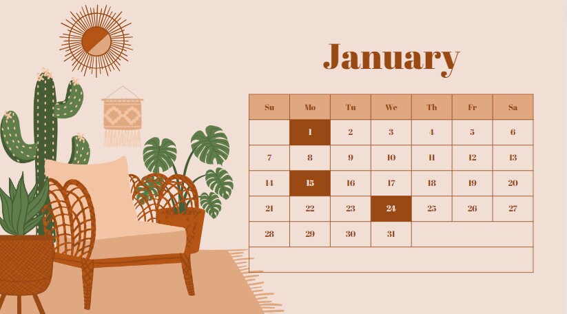 A Jungle Haven: the Lush Greenery Home Calendar - Etsy