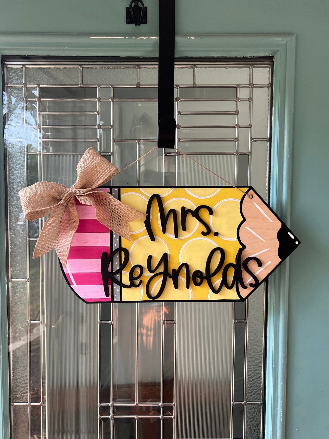 Personalized Teacher Pencil Door Hanger, Sign, 3D Teacher Sign ...