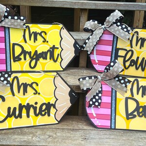 Personalized Teacher Pencil Door Hanger, Sign, 3D Teacher Sign ...