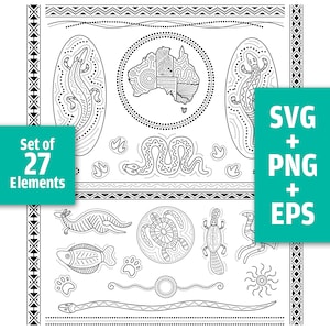 Set, Print File, SVG EPS PNG, Aboriginal Design, Australia Art, First ...