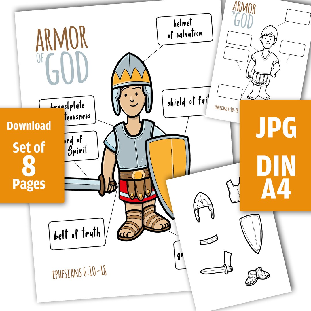 Armor of God, Coloring and Cutting for Children for Playful Learning ...