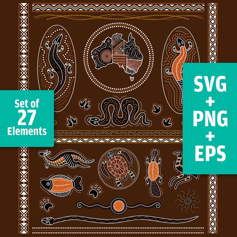 Set, Print File, SVG EPS PNG, Aboriginal Design, Australia Art, First ...