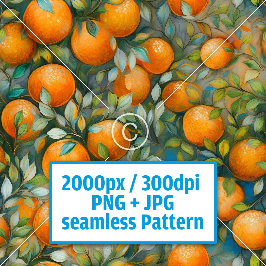 Print File, Orange Pattern, Seamless Pattern, PNG JPG, Sublimation ...