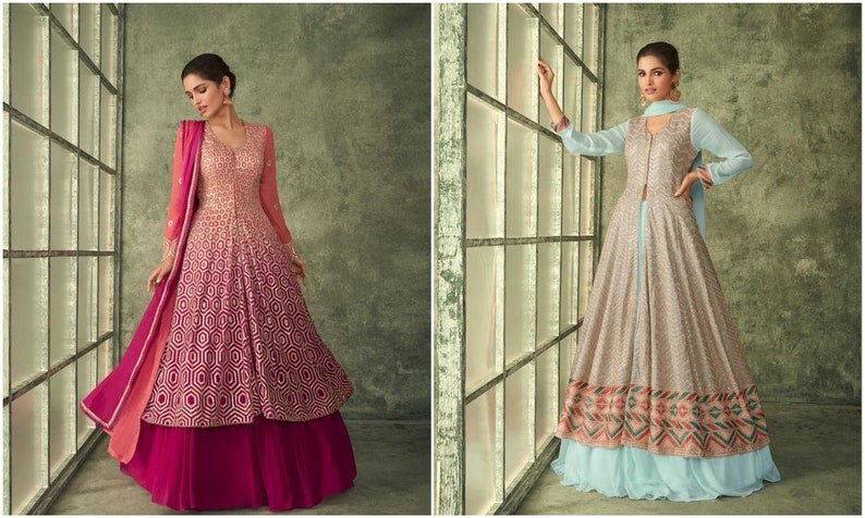 Indian Women Suit Heavy Fox Georgette Kurti Palazzo With Dupatta 3pc ...