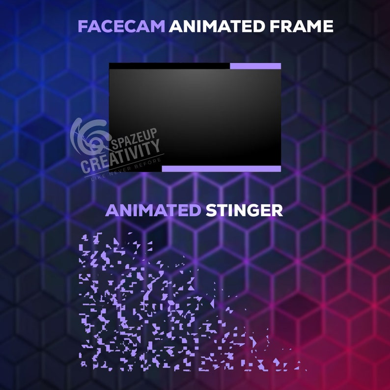 Violet Animated Stream Overlay Pack , Twitch Overlay Package Animated ...