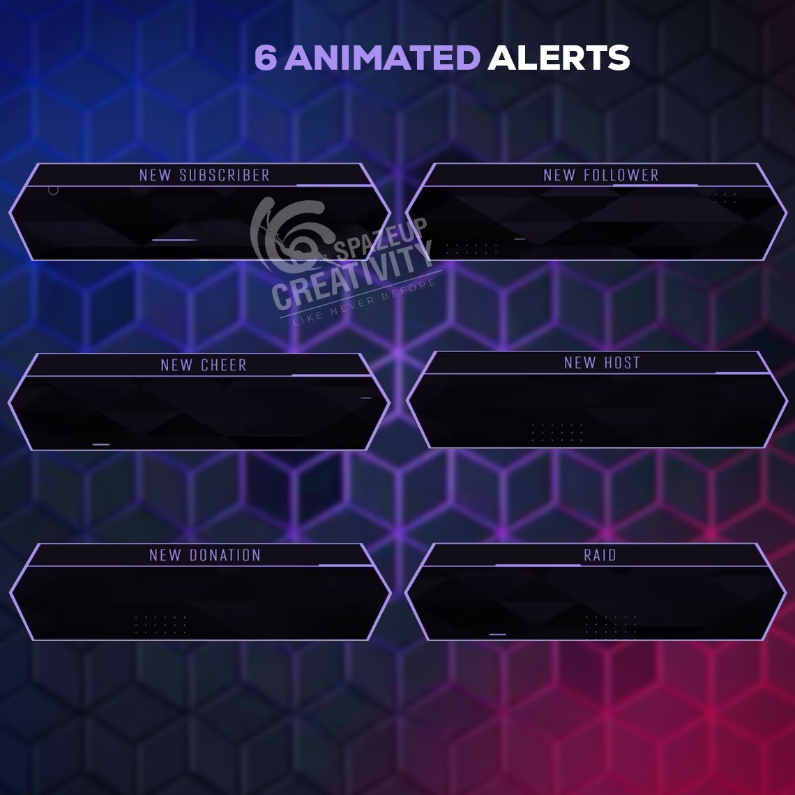 Violet Animated Stream Overlay Pack , Twitch Overlay Package Animated ...