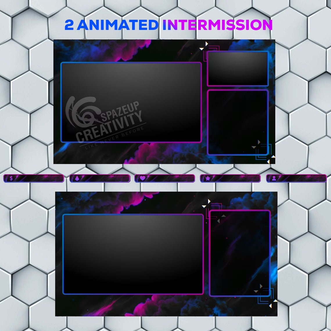 Galaxy Theme Animated Stream Overlay Package, Galaxy Animated Stream Overlay Pack Twitch Panels ...