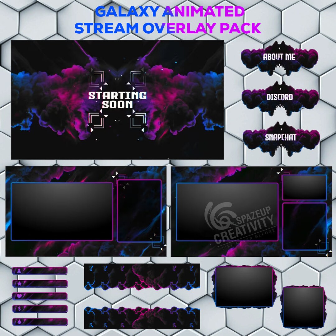 Galaxy Theme Animated Stream Overlay Package, Galaxy Animated Stream ...