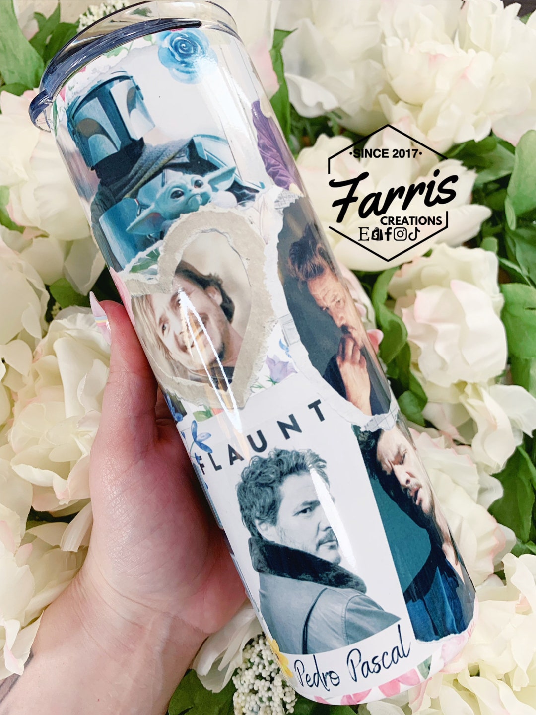 Pedro Pascal Collage Floral Tumbler - Etsy