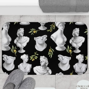 Greek Goddess Statue Bath Mat Set Art History Bath Mat Rug Floral Bath ...