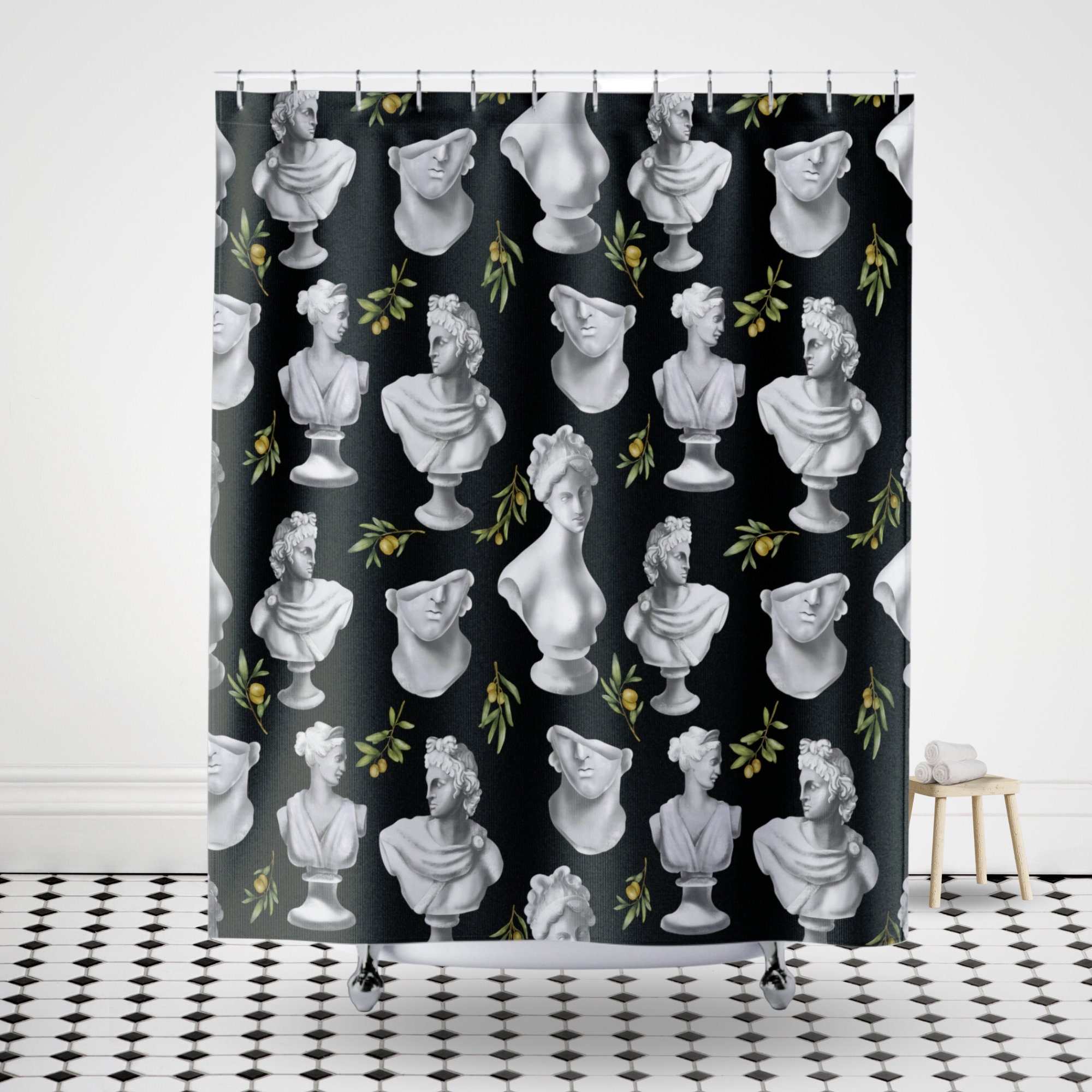 Greek Goddess Statue Bath Mat Set Art History Bath Mat Rug Floral Bath ...