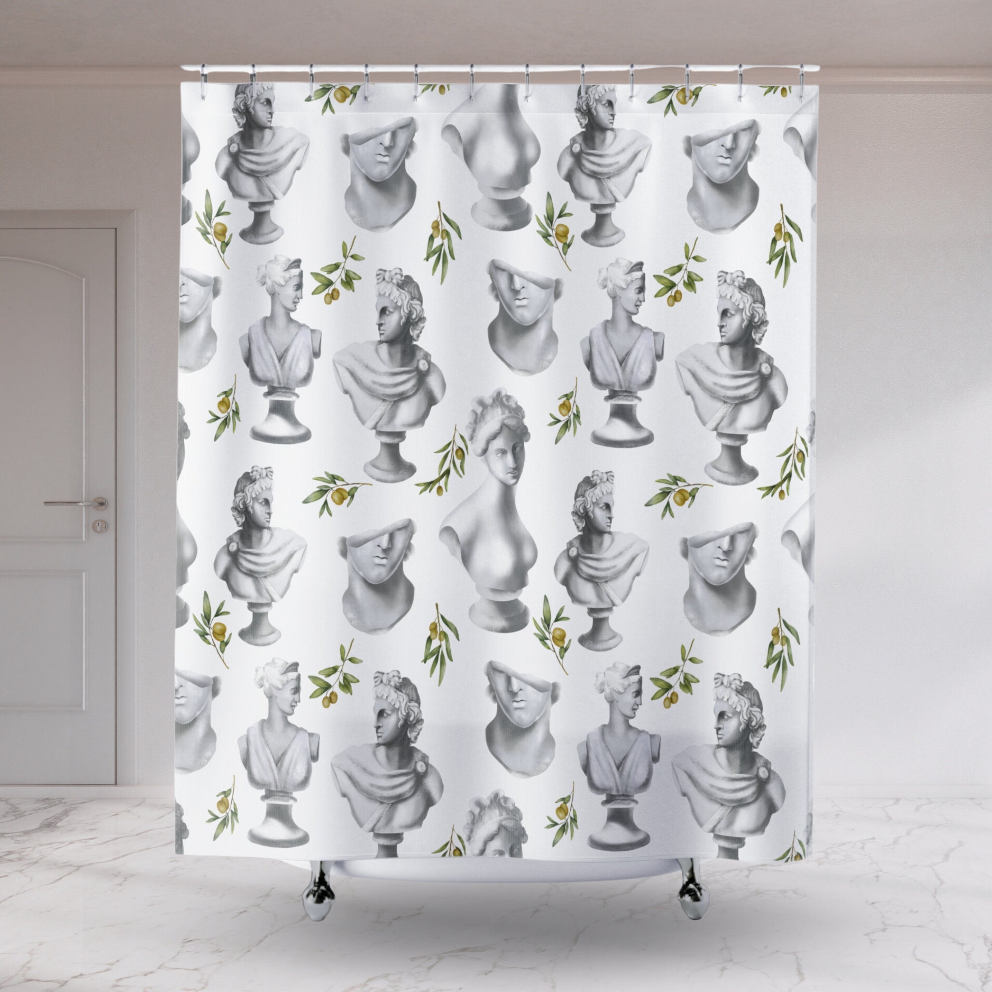 Greek Goddess Statue Bath Mat Set Art History Bath Mat Rug Floral Bath ...