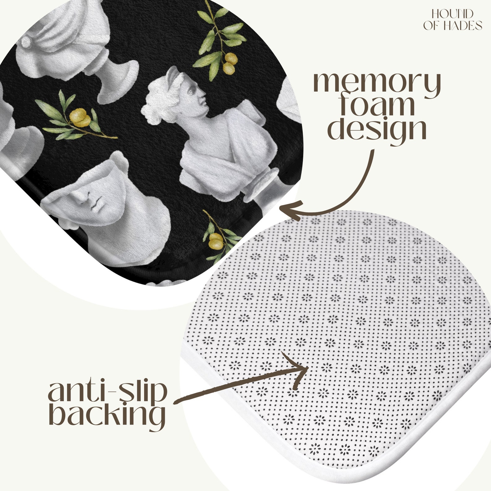 Greek Goddess Statue Bath Mat Set Art History Bath Mat Rug Floral Bath ...