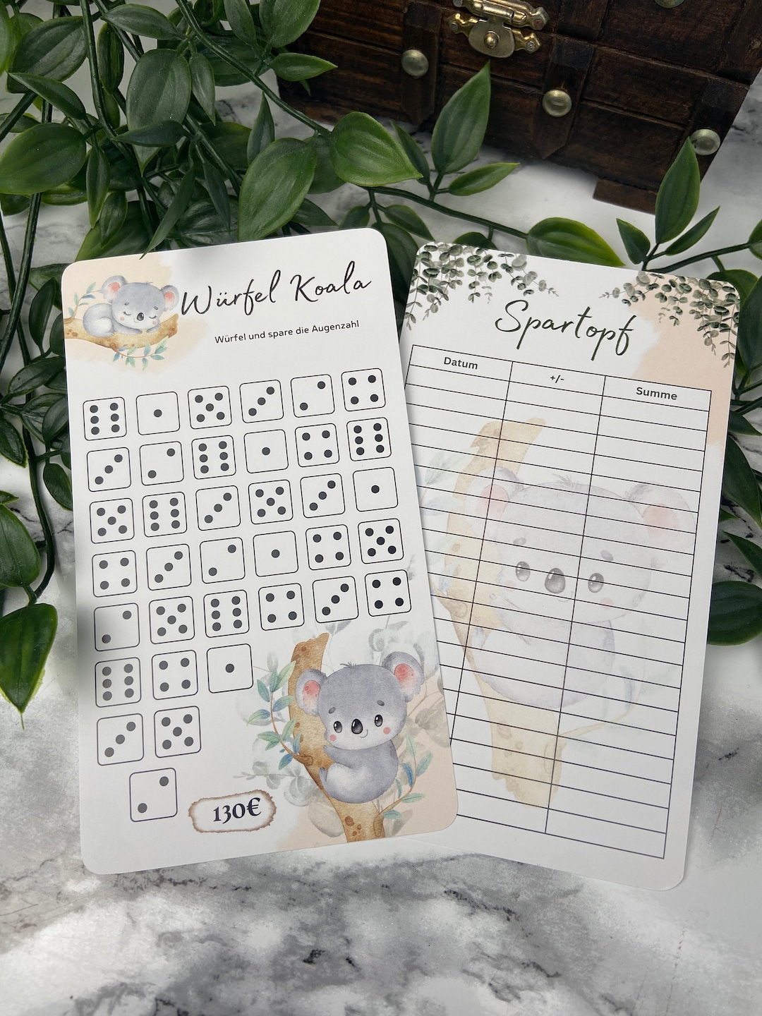 Koala Dice Savings Challenge With Tracker Printed on Both Sides / 130 ...