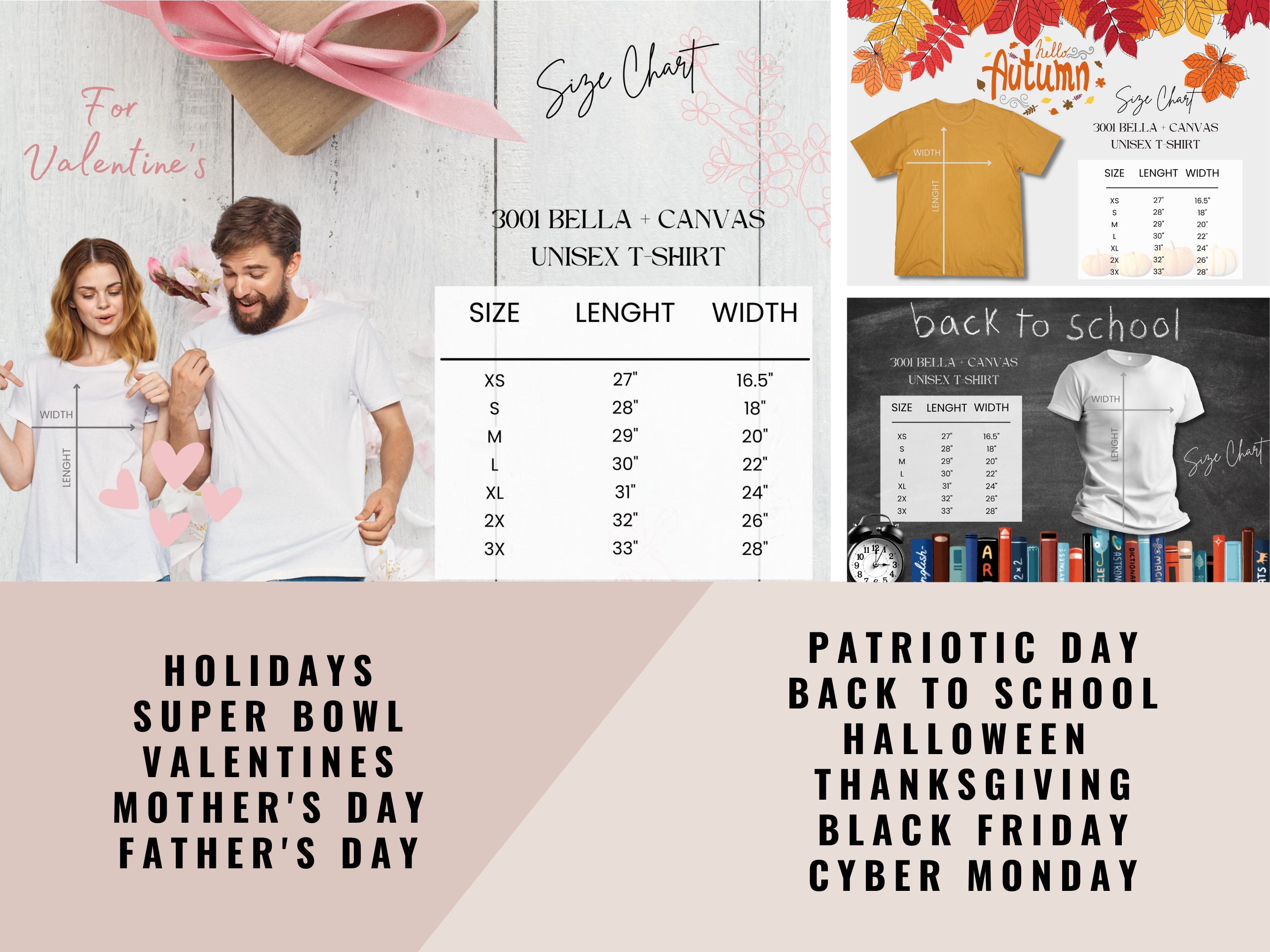 Sizing Chart, Tshirt Sizing Chart, Sizing Chart Bella Canvas 3001 ...