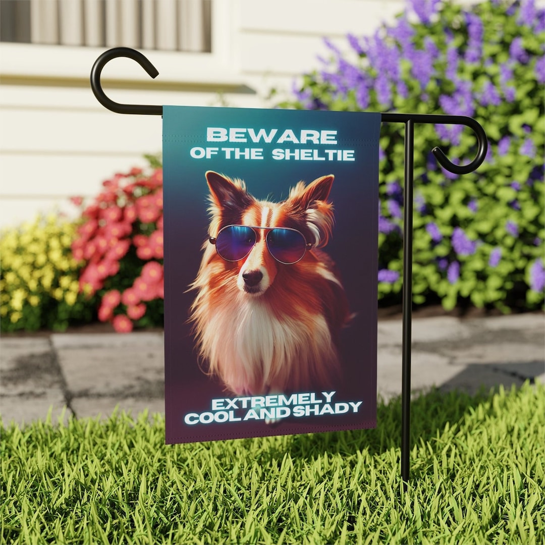 Sheltie Cool and Shady House and Garden Banner, Welcome Flag, Garden ...