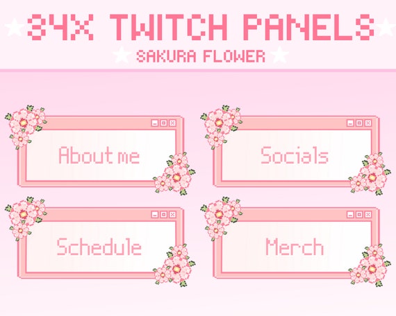 34x Cute Pixel Twitch Panels Sakura Flowers Pop up Window 8 - Etsy