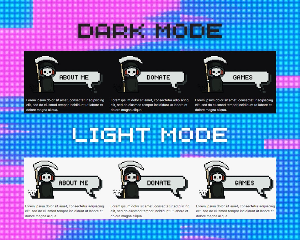 34X Pixel Halloween Cute Grim Reaper Twitch Panels | Scary | Skull ...